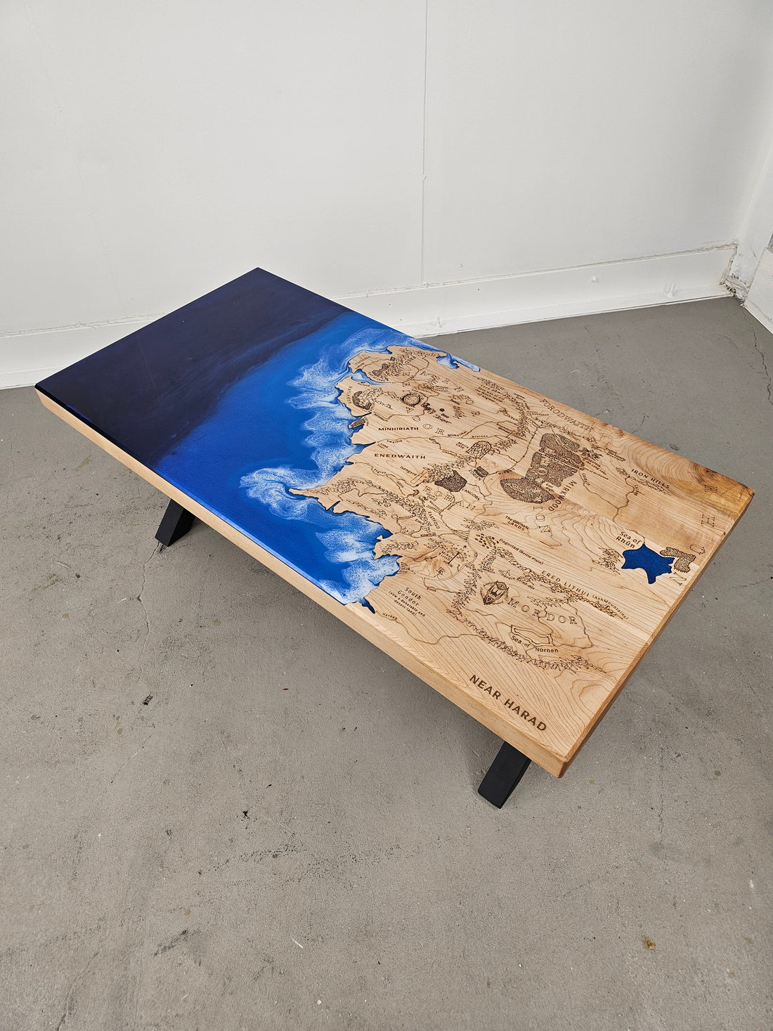 Custom Tables - Wood & Epoxy, Airbrushing, Engraving: Custom Cut Shape – Backyard Resin