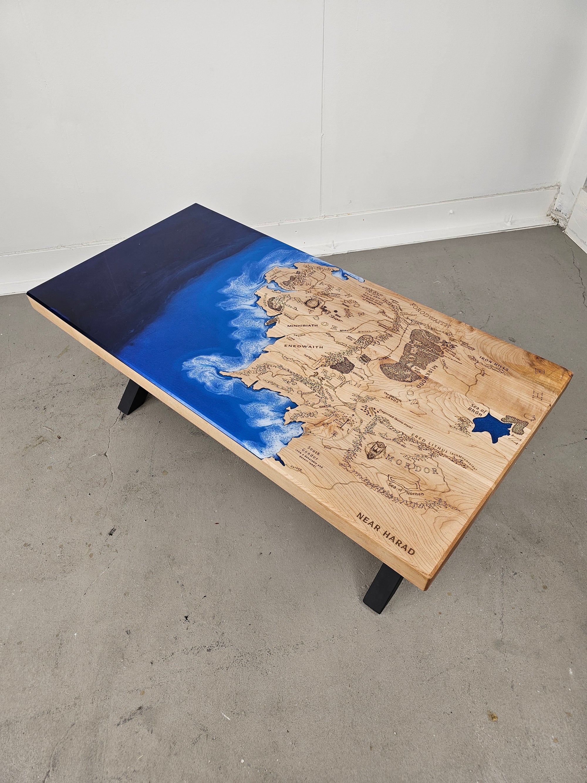 Custom Tables - Wood & Epoxy, Airbrushing, Engraving: Custom Cut Shape ...
